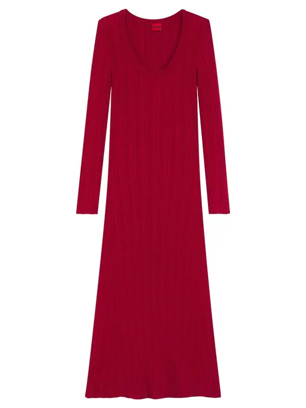 Hugo Ribbed Midi Dress - Red