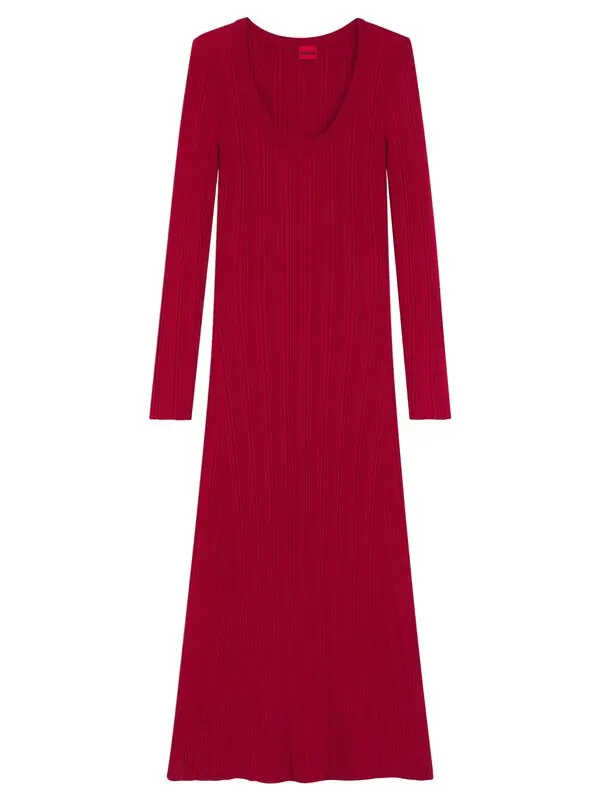 Hugo Ribbed Midi Dress - Red