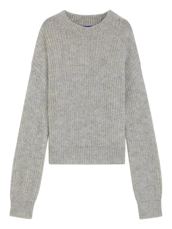 Hugo Knitted Sweater With Logo Badge - Light Grey