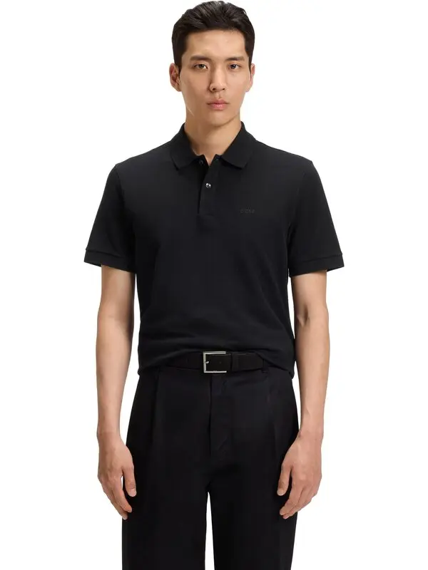 BOSS Pallas Logo-detail Polo Shirt In Cotton Piqu - Black