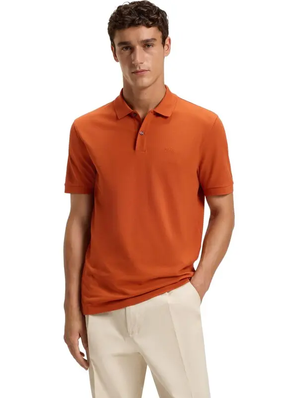BOSS Pallas Logo-detail Polo Shirt In Cotton Piqu - Dark Orange