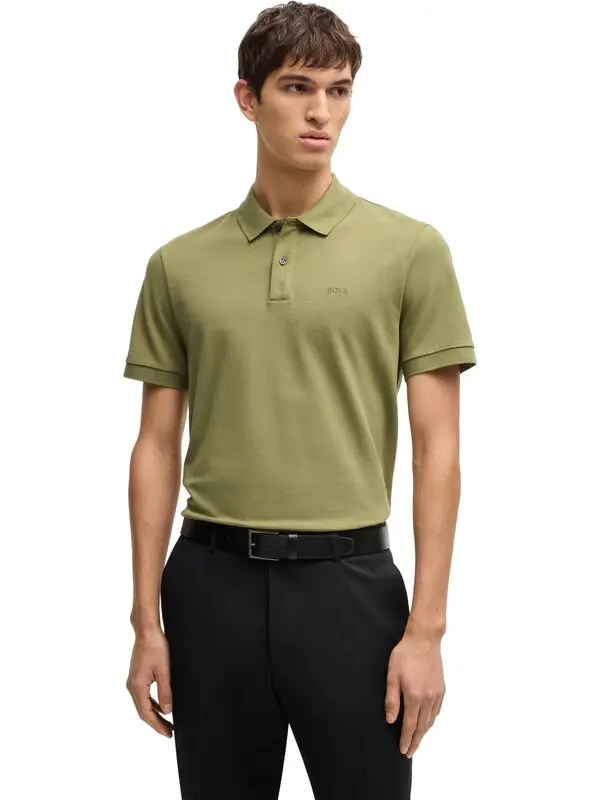 BOSS Pallas Logo-detail Polo Shirt In Cotton Piqu - Green