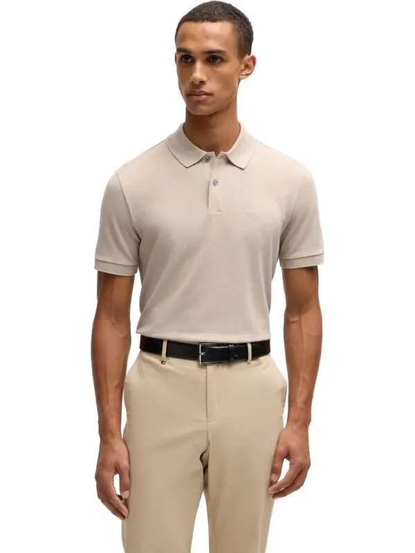 BOSS Pallas Logo-detail Polo Shirt In Cotton Piqu - Light Beige