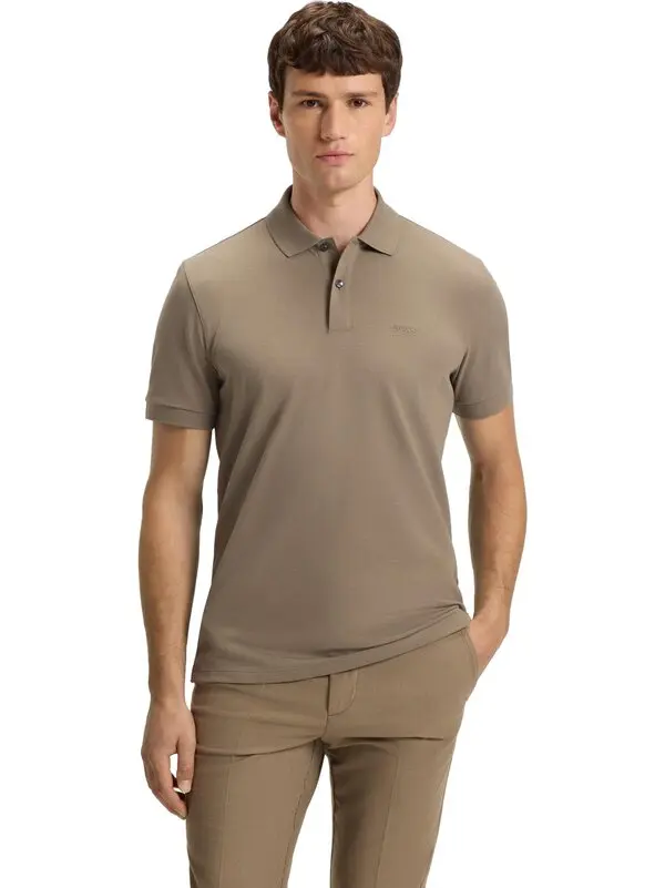 BOSS Pallas Logo-detail Polo Shirt In Cotton Piqu - Light Brown