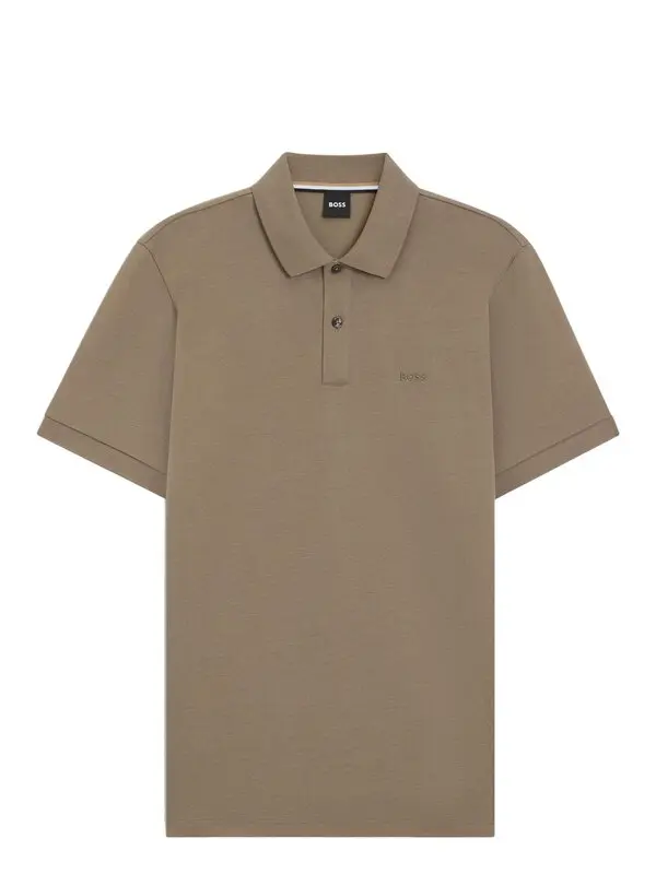 BOSS Pallas Logo-detail Polo Shirt In Cotton Piqu - Light Brown