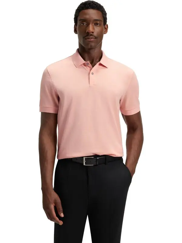 BOSS Pallas Logo-detail Polo Shirt In Cotton Piqu - Light Pink
