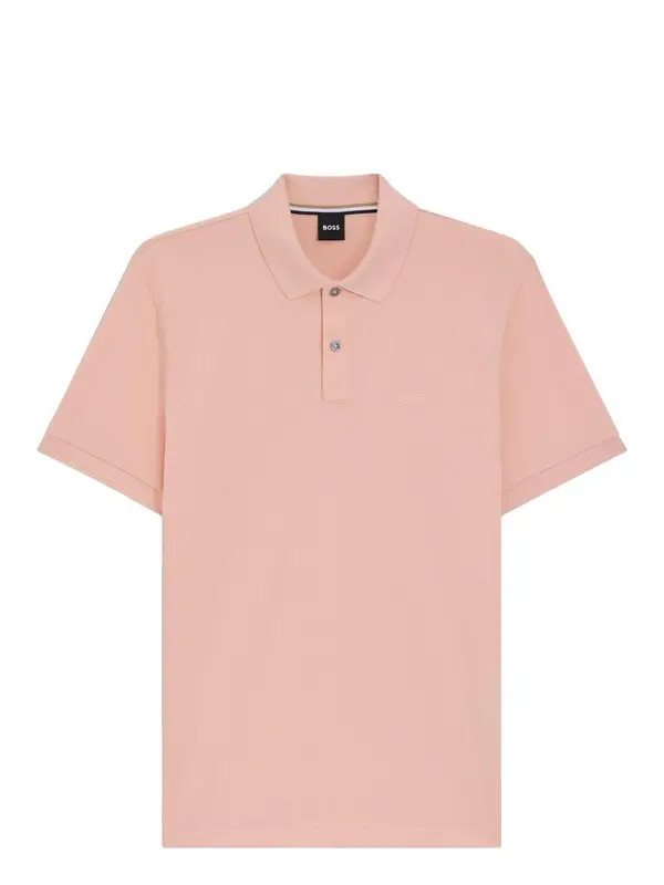 BOSS Pallas Logo-detail Polo Shirt In Cotton Piqu - Light Pink