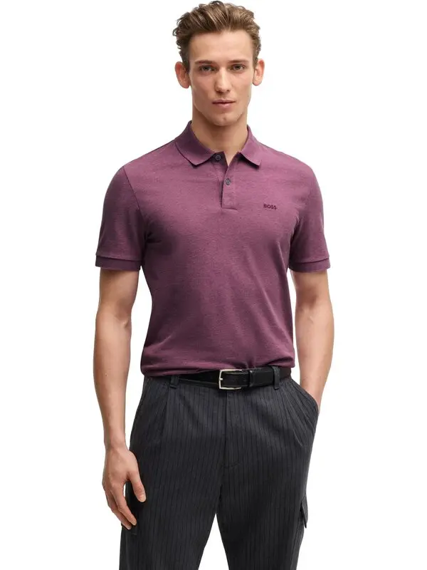 BOSS Pallas Logo-detail Polo Shirt In Cotton Piqu - Light Purple