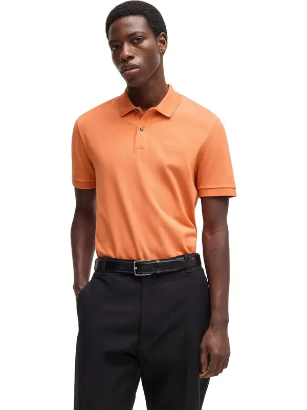 BOSS Pallas Logo-detail Polo Shirt In Cotton Piqu - Orange