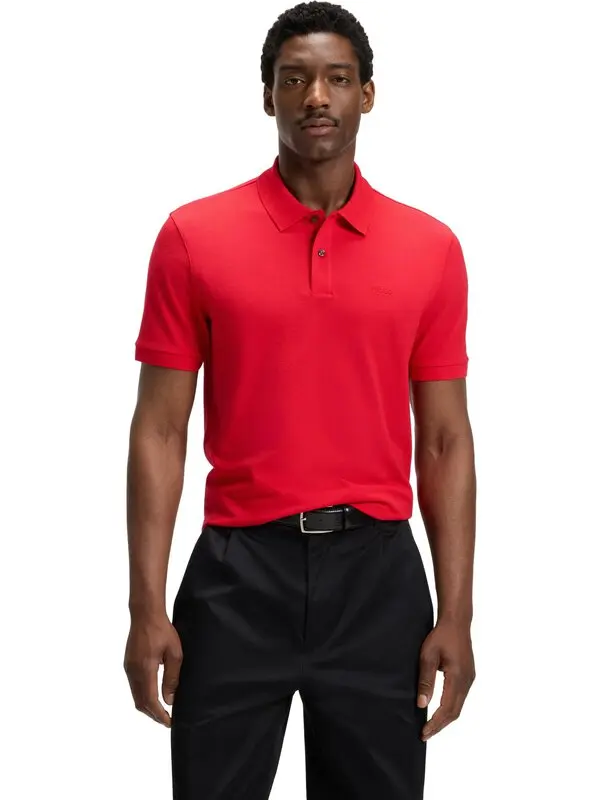 BOSS Pallas Logo-detail Polo Shirt In Cotton Piqu - Red