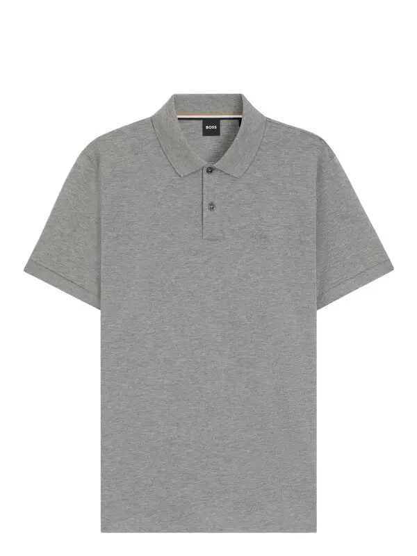 BOSS Pallas Logo-detail Polo Shirt In Cotton Piqu - Silver