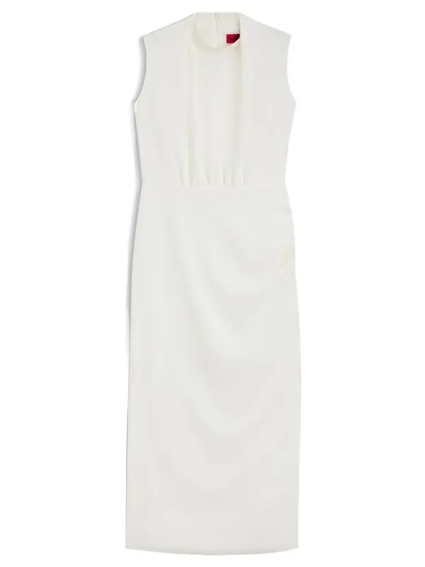 Hugo Drape-detail Maxi Dress With Mock Neck - White