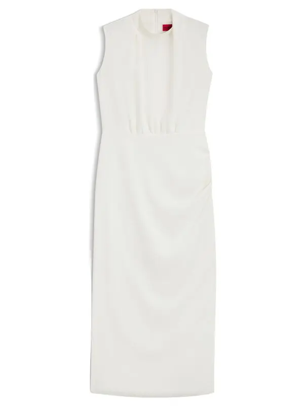 Hugo Drape-detail Maxi Dress With Mock Neck - White