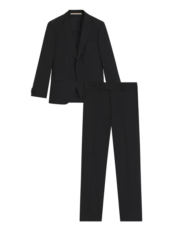 BOSS Micro-patterned Slim-fit Suit In Stretch Wool - Black
