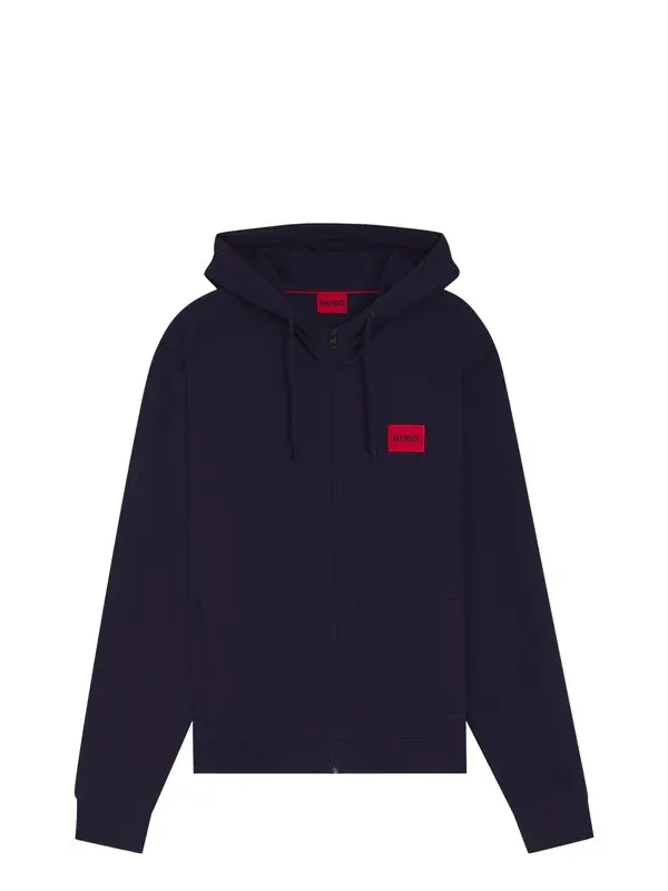 Hugo Logo Label Zip-up Hoodie - Dark Blue