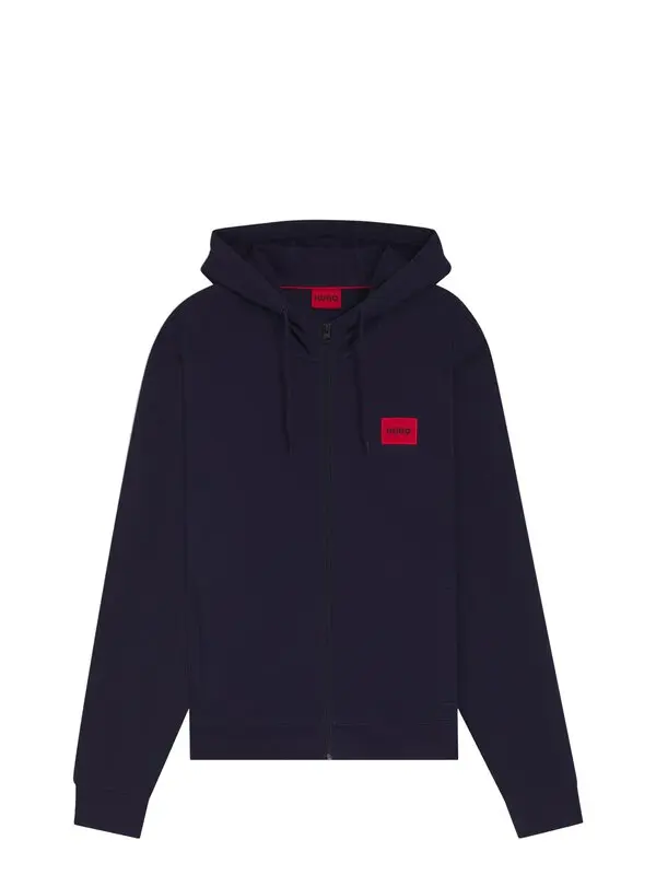 Hugo Logo Label Zip-up Hoodie - Dark Blue