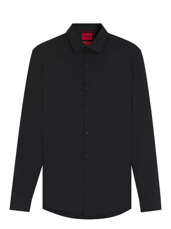 Hugo Slim-fit Shirt In Performance-stretch Jersey - Black