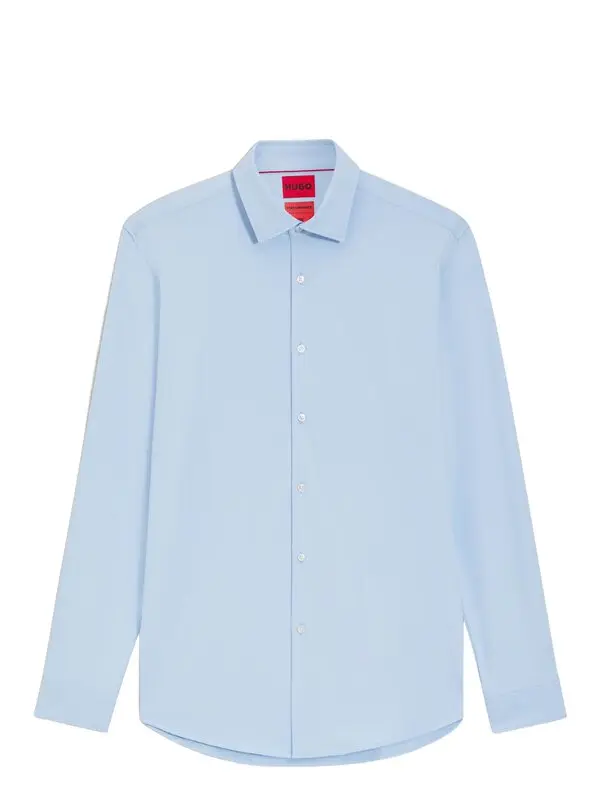 Hugo Slim-fit Shirt In Performance-stretch Jersey - Light Blue