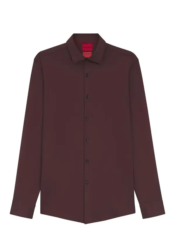 Hugo Slim-fit Shirt In Performance-stretch Jersey - Light Brown