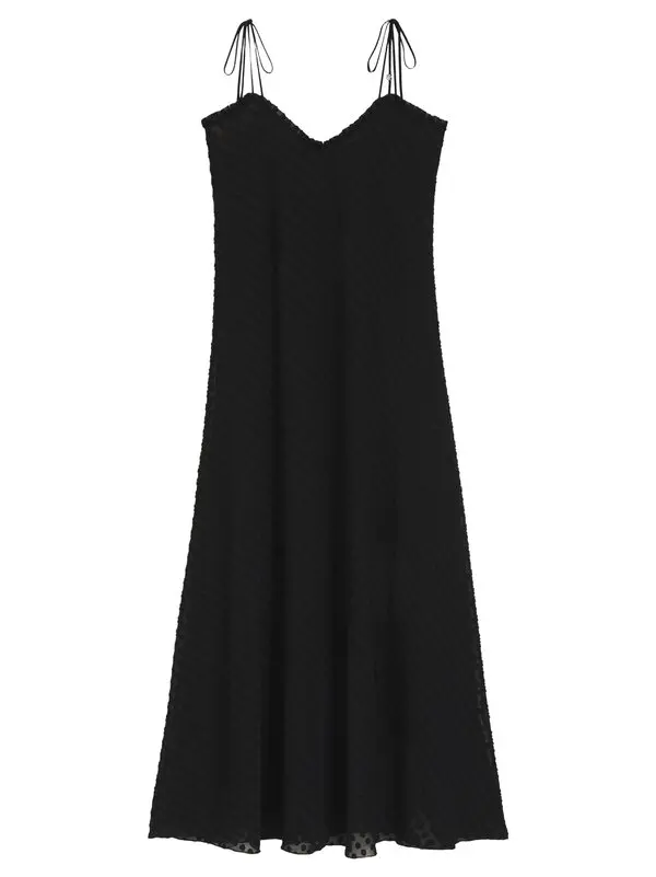 Hugo Burnout-dot Dress With Spaghetti Straps - Black