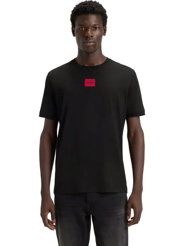 Hugo Logo-label T-shirt In Cotton Jersey - Black
