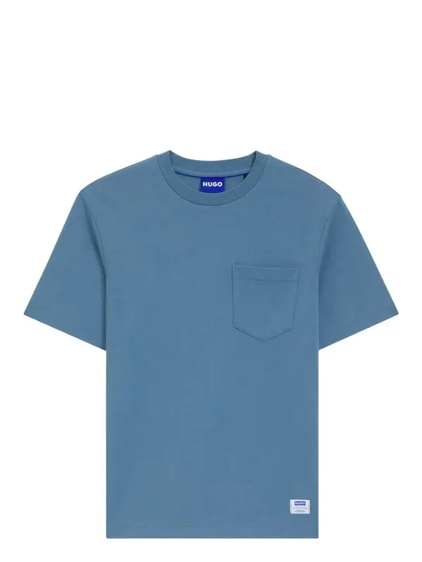 Hugo Logo-label T-shirt In Cotton Jersey - Light Blue