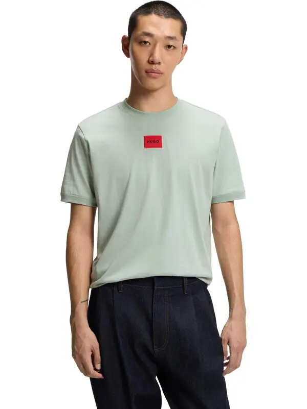 Hugo Logo-label T-shirt In Cotton Jersey - Light Green