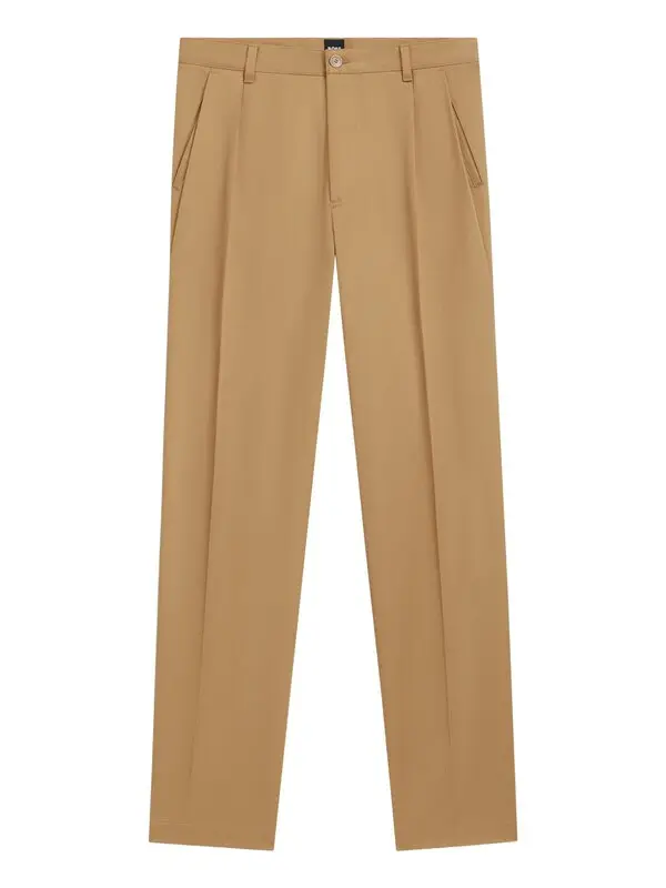 BOSS Relaxed-fit Cotton Twill Pants - Beige