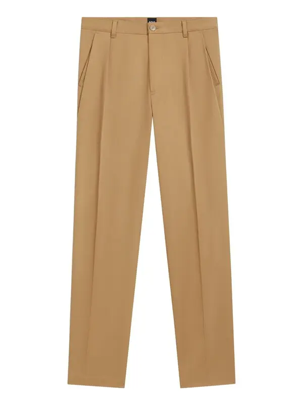 BOSS Relaxed-fit Cotton Twill Pants - Beige