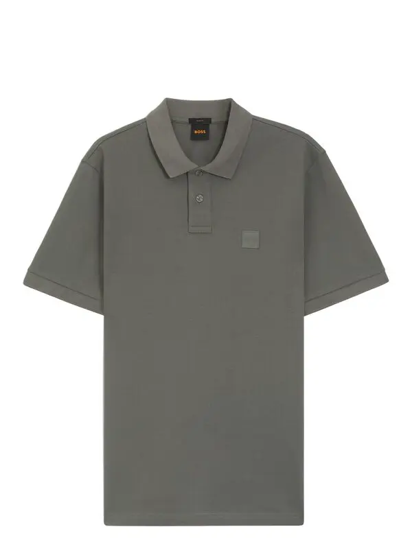 BOSS Stretch-cotton Slim-fit Polo Shirt With Logo Patch - Beige