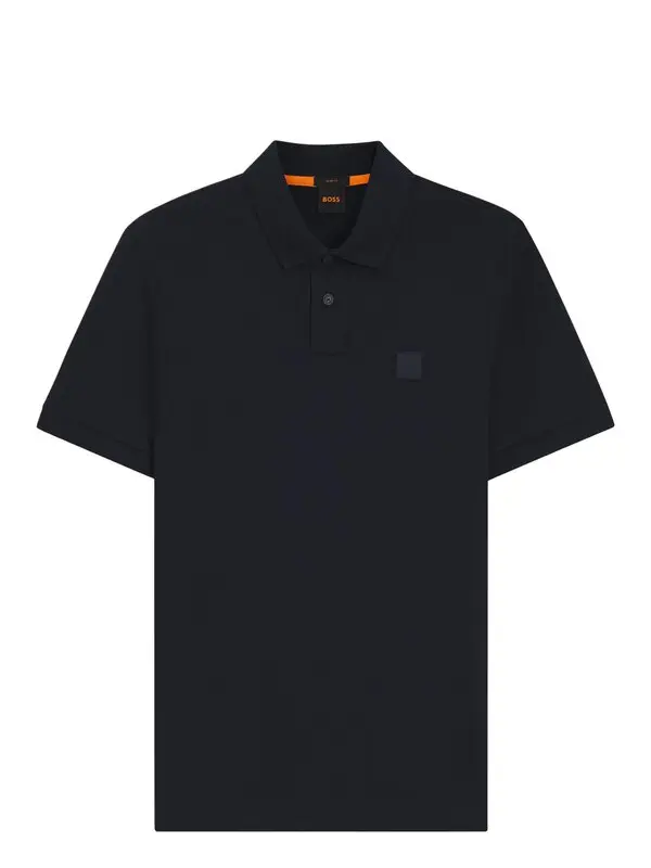 BOSS Stretch-cotton Slim-fit Polo Shirt With Logo Patch - Dark Blue