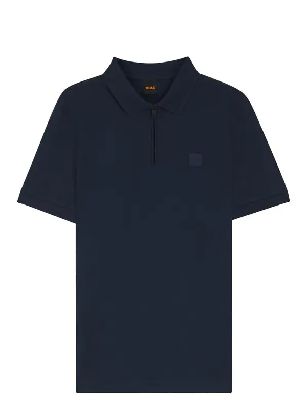 BOSS Stretch-cotton Slim-fit Polo Shirt With Logo Patch - Light Blue