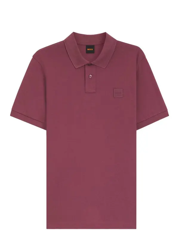 BOSS Stretch-cotton Slim-fit Polo Shirt With Logo Patch - Red