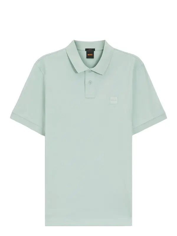 BOSS Stretch-cotton Slim-fit Polo Shirt With Logo Patch - Turquoise