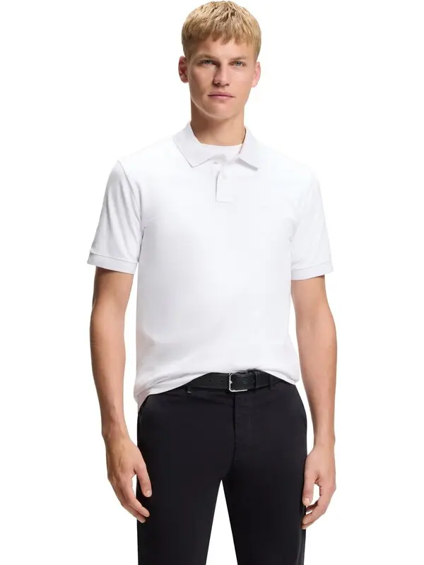 BOSS Stretch-cotton Slim-fit Polo Shirt With Logo Patch - White