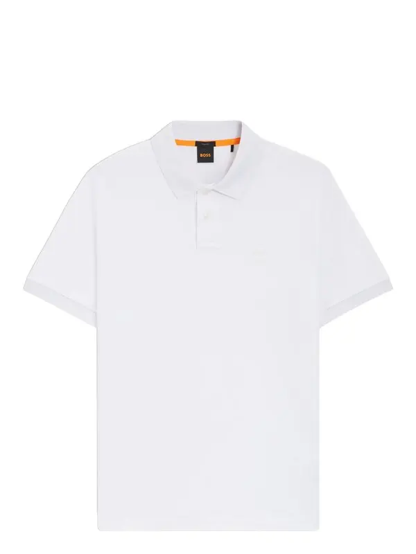 BOSS Stretch-cotton Slim-fit Polo Shirt With Logo Patch - White