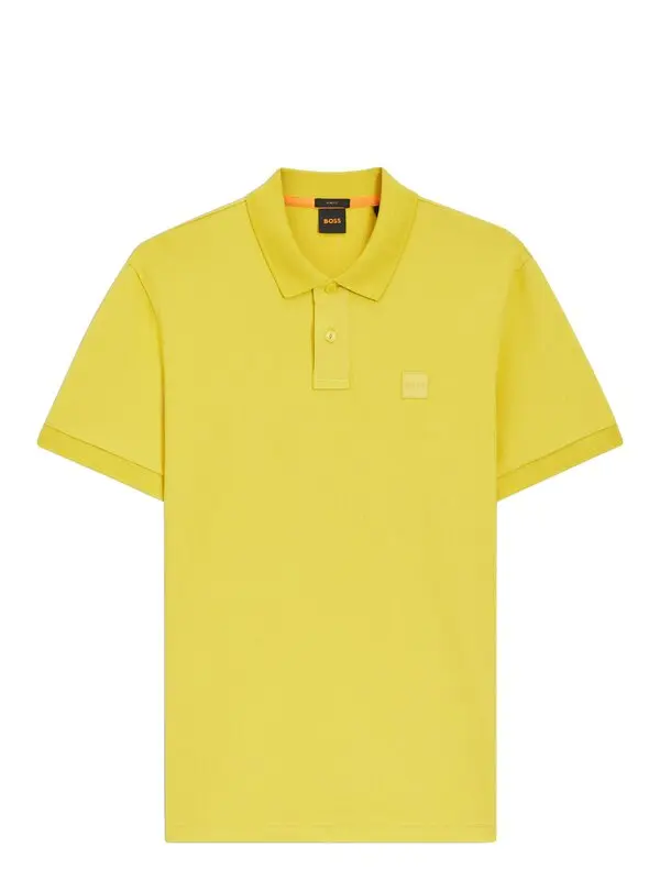 BOSS Stretch-cotton Slim-fit Polo Shirt With Logo Patch - Yellow