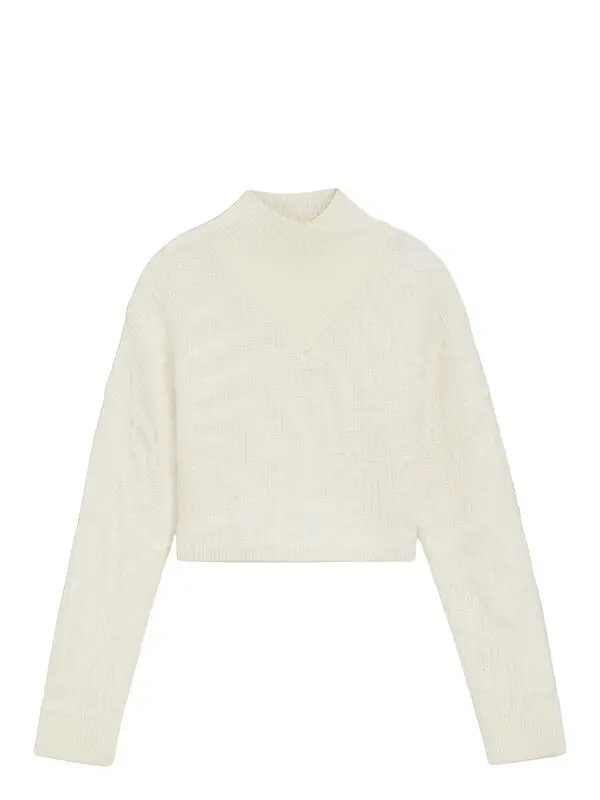BOSS Cropped Wool-blend Sweater With Layered Neckline - White