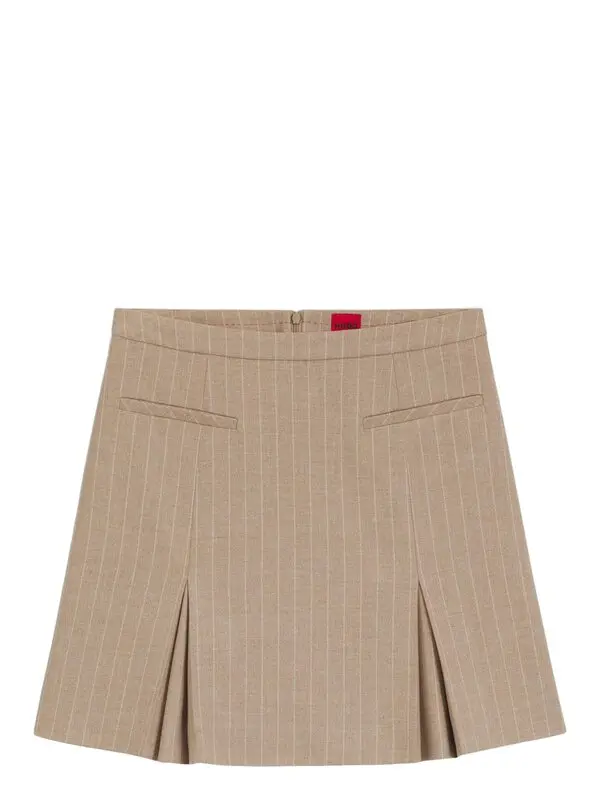 Hugo Pinstriped Flannel Mini Skirt - Beige