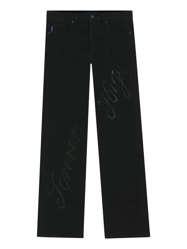Hugo Slim-fit Bootcut Jeans With Rhinestone Embellishments - Black
