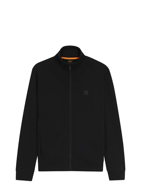BOSS Cotton-terry Jacket With Logo Patch - Black