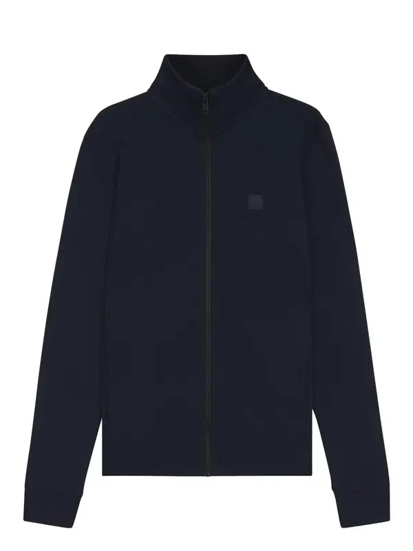 BOSS Cotton-terry Jacket With Logo Patch - Dark Blue