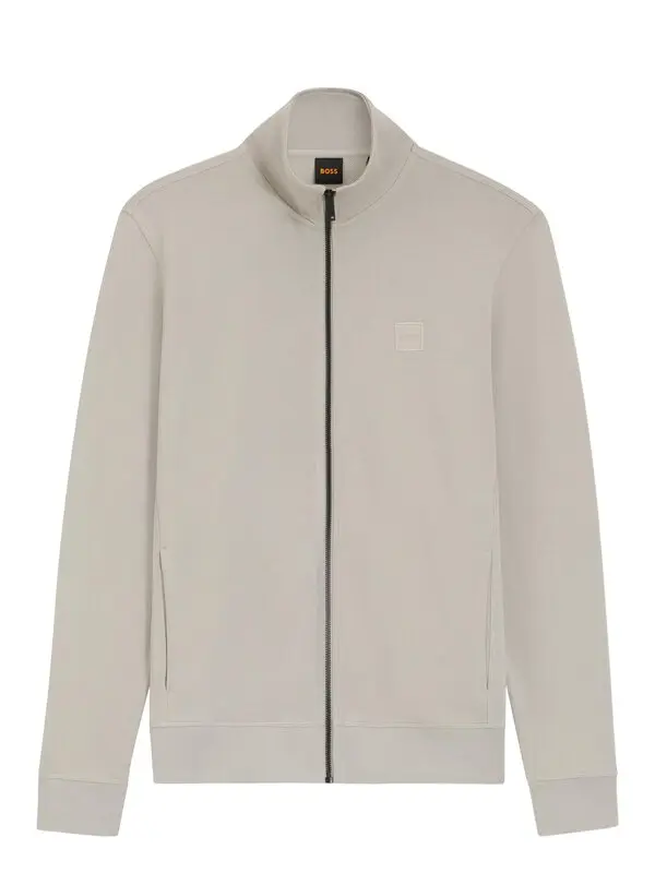 BOSS Cotton-jersey Jacket With Logo - Light Grey
