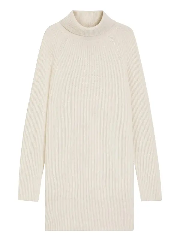 BOSS Rollneck Sweater Dress - White