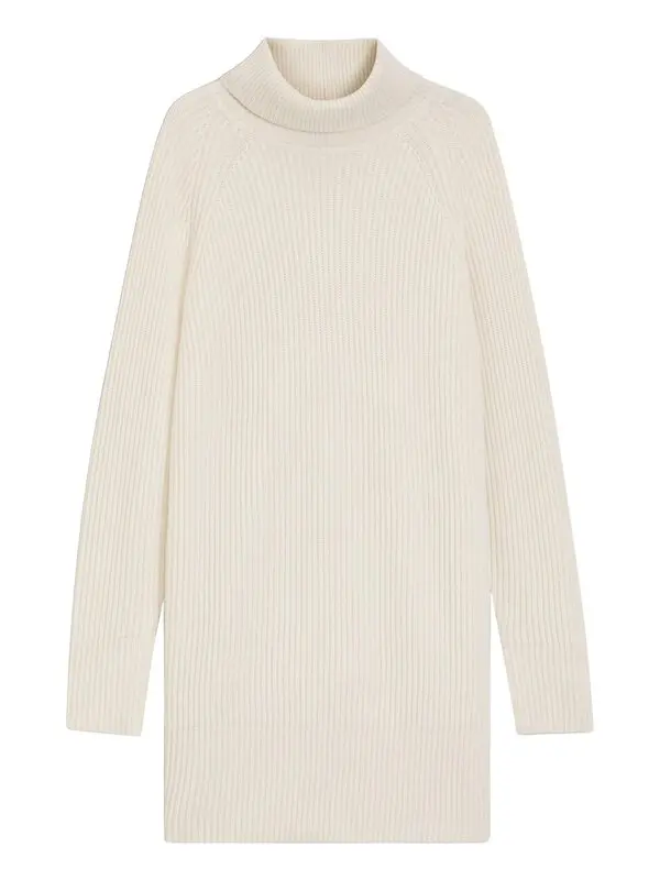 BOSS Rollneck Sweater Dress - White