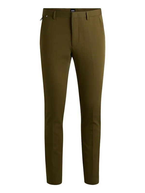 BOSS Slim-fit Stretch Cotton Trousers - Dark Green