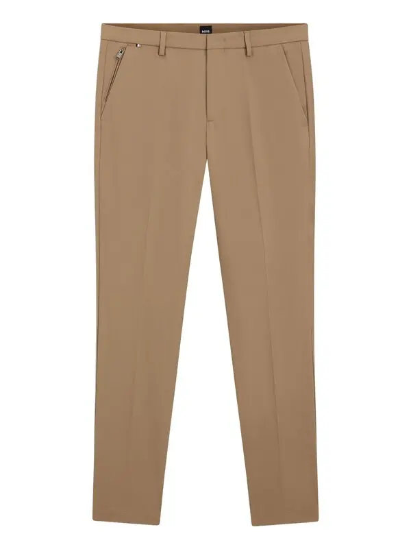 BOSS Slim-fit Stretch Cotton Trousers - Light Beige
