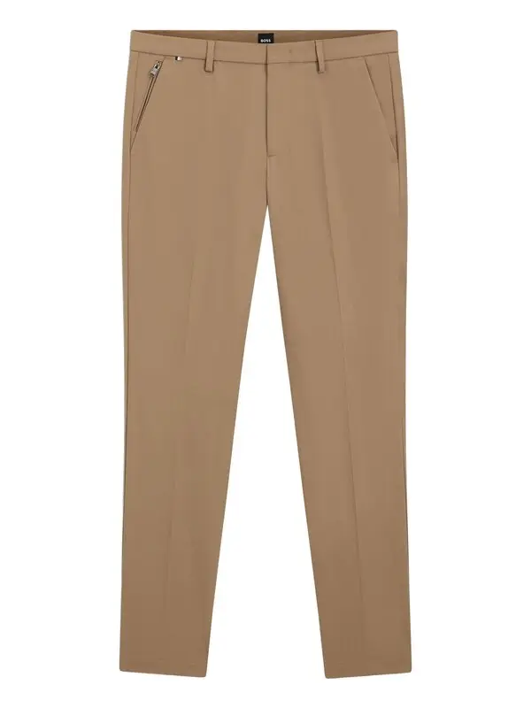 BOSS Slim-fit Stretch Cotton Trousers - Light Beige