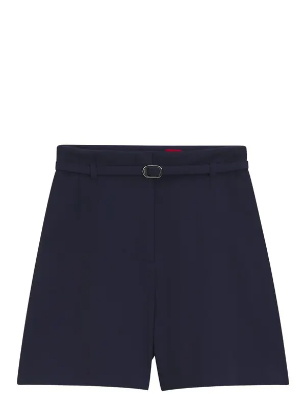 Hugo Regular-fit Shorts With Buckled Belt - Dark Blue