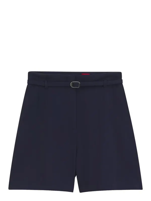 Hugo Regular-fit Shorts With Buckled Belt - Dark Blue